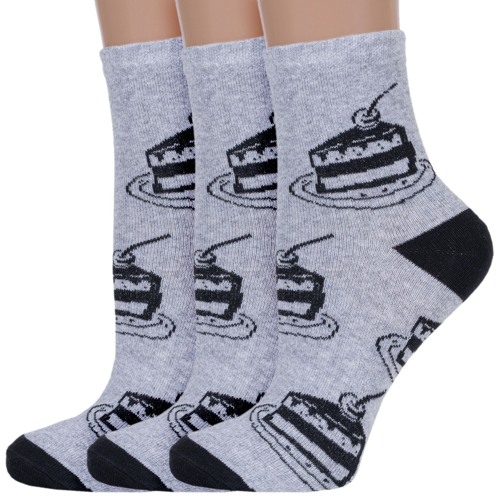 Комплект носков женских Альтаир 3-А215 серых; черных 23
