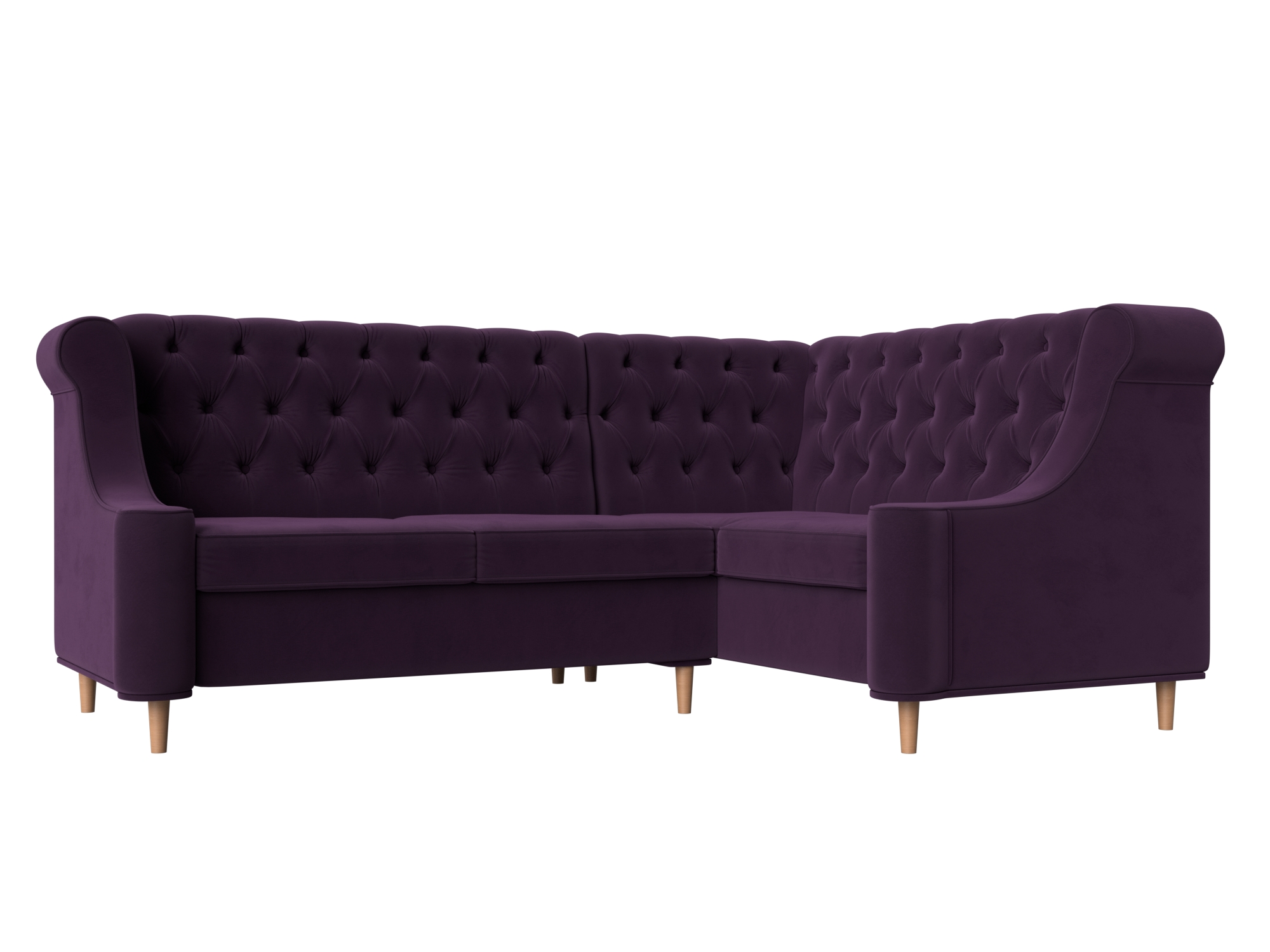 Угловой диван Бронкс правый велюр фиолетовый