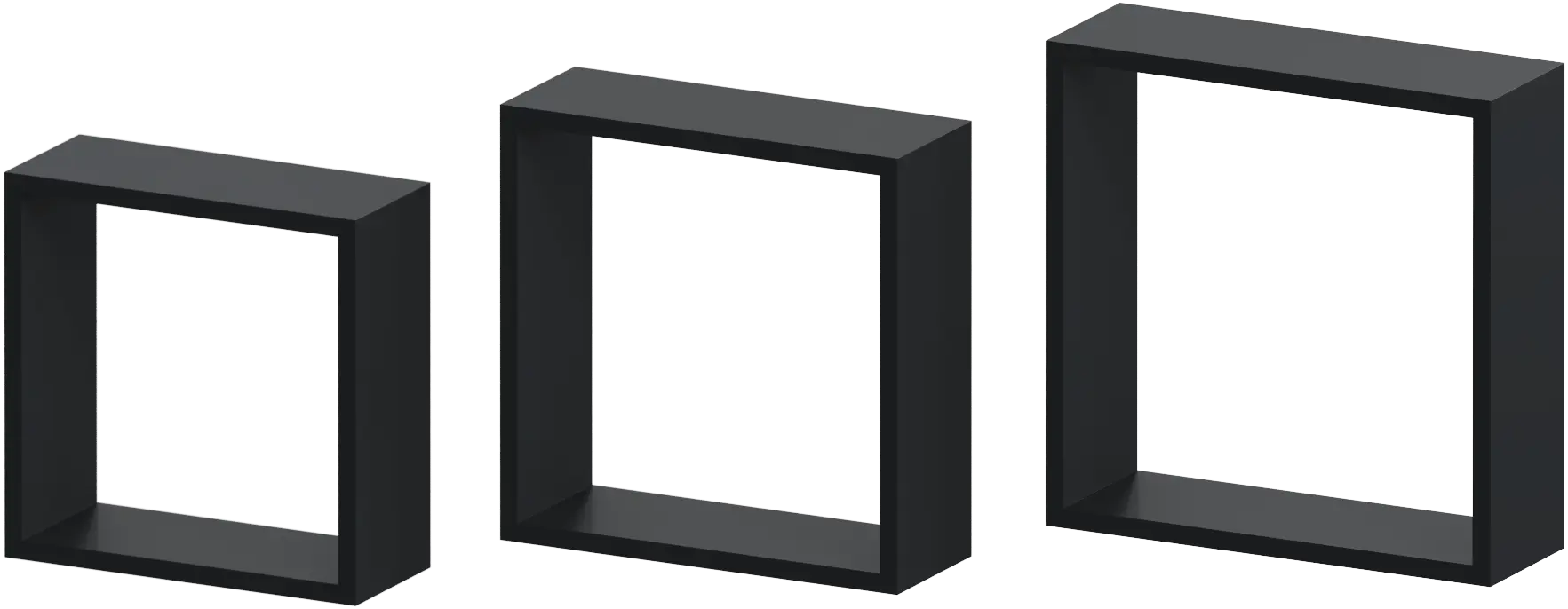 Набор настенных полок Spaceo 24x24 см/27x27 см/30x30 см МДФ цвет чёрный 3 шт