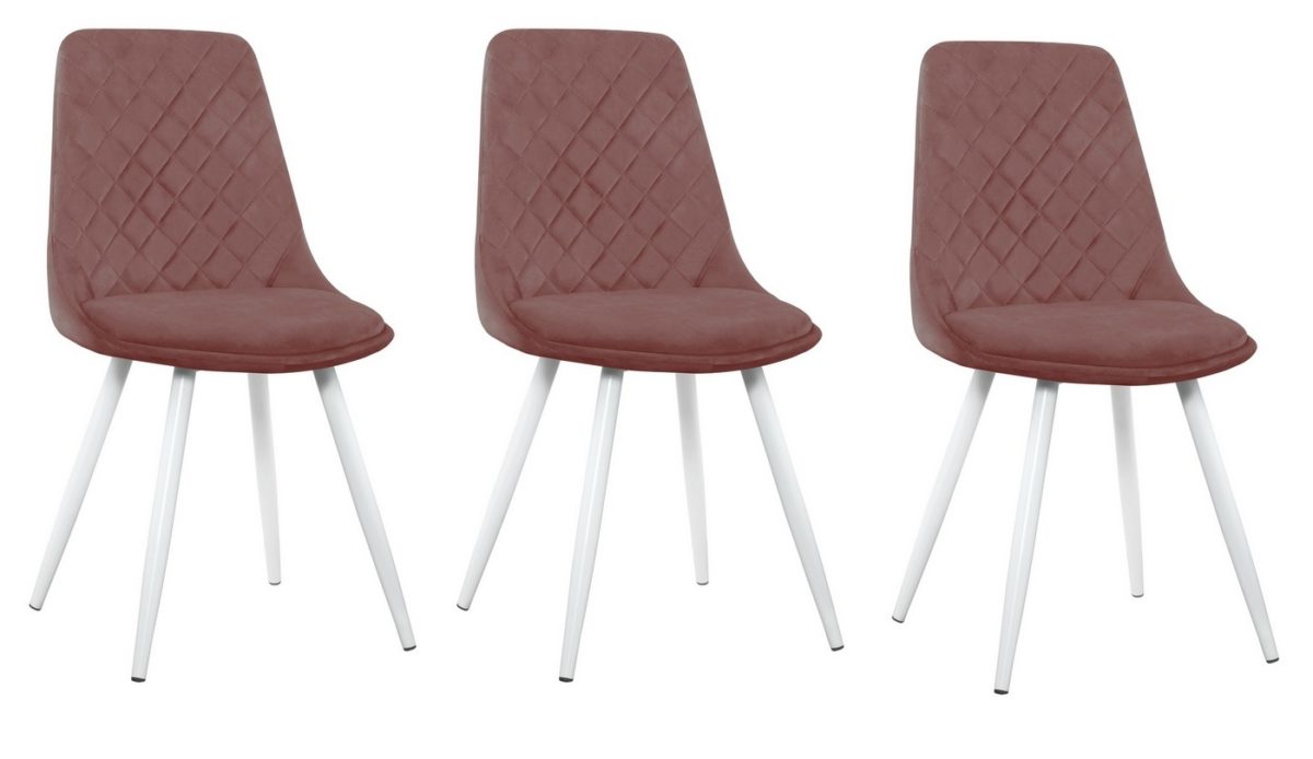 Комплект стульев Терминал DC4048-1 велюр розово-коричневый, опоры белые, 3 шт.