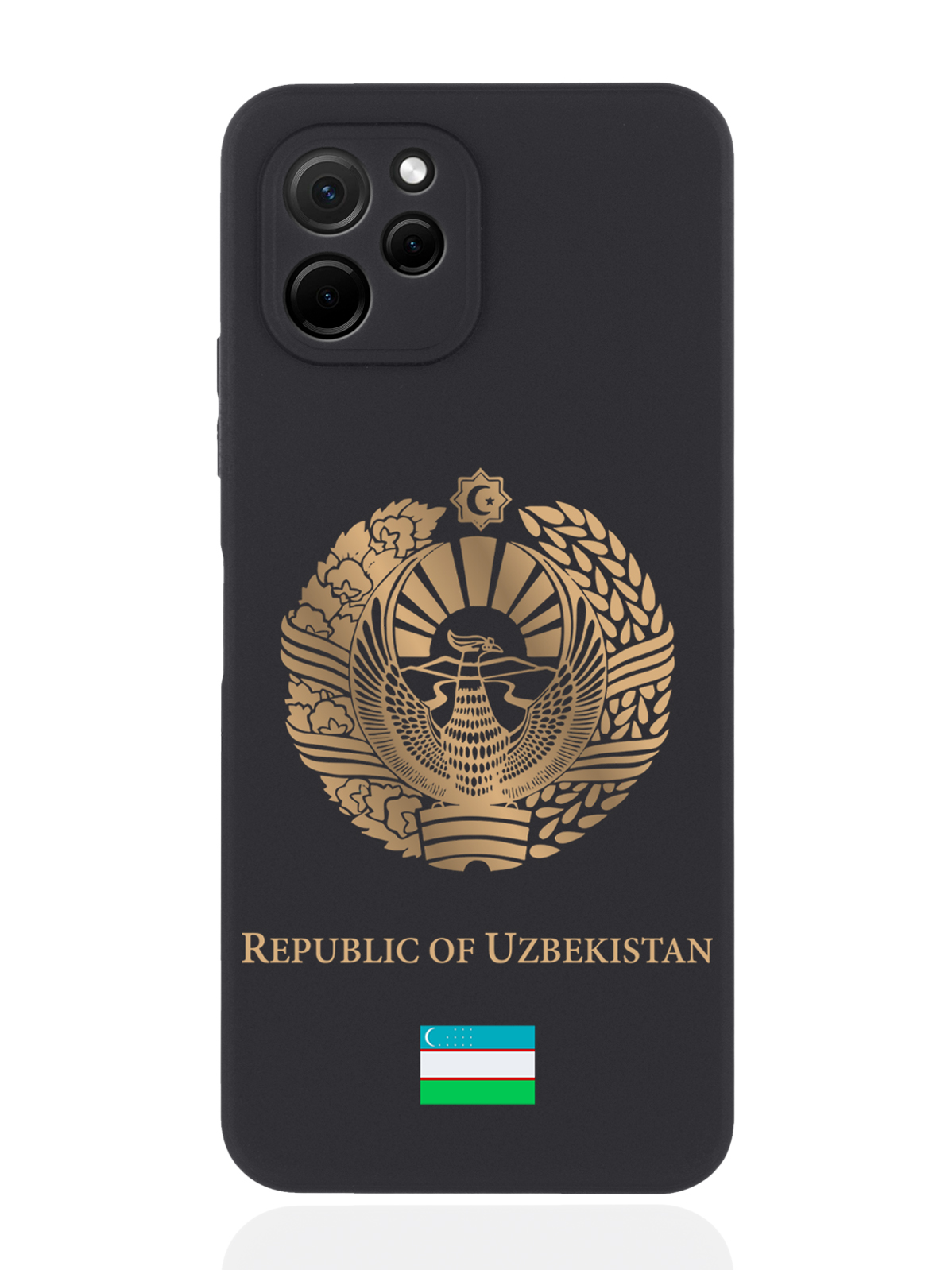 Чехол SignumCase для Huawei Nova Y61 Золотой Герб Узбекистана черный