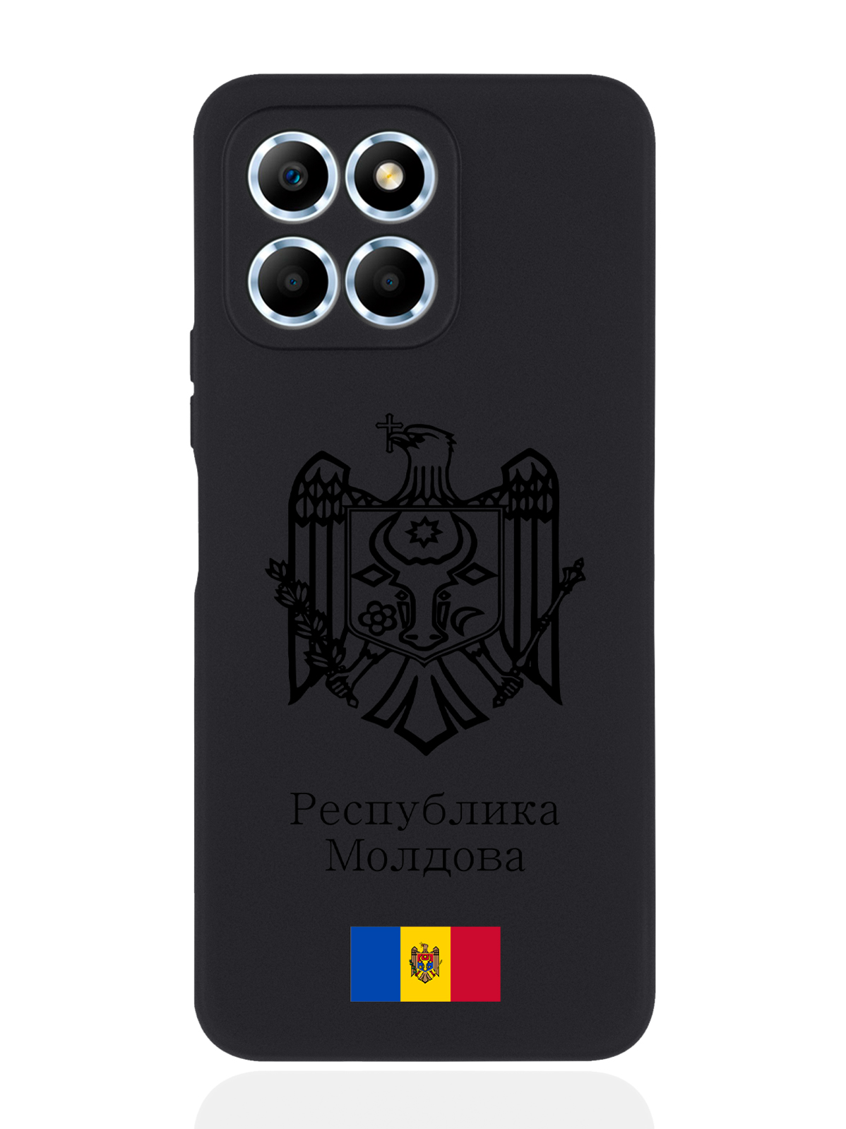 Чехол SignumCase для Honor X6 Черный лаковый Герб Республики Молдова/ Герб Молдавии черный