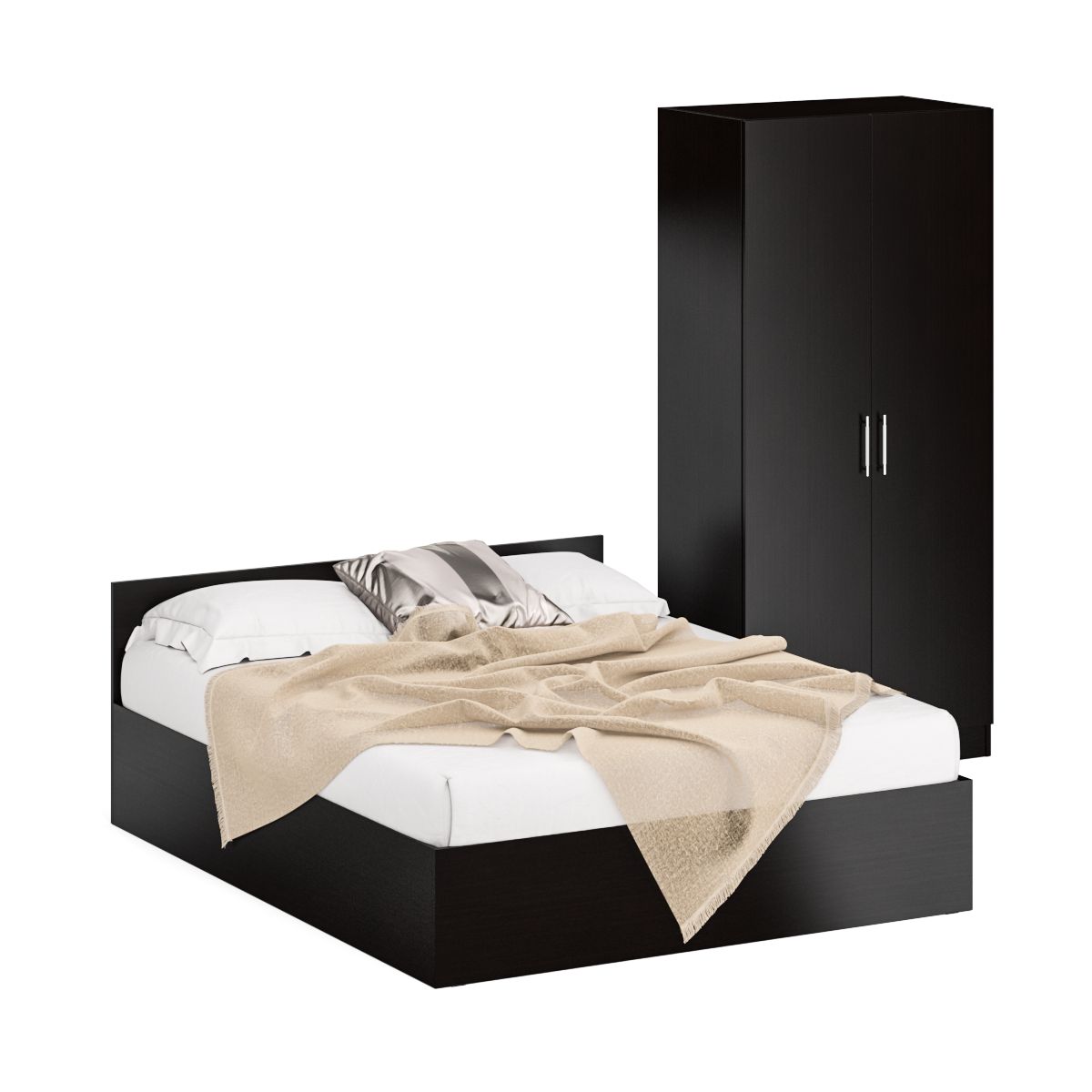 Кровать двуспальная со шкафом для одежды СВК Стандарт 1400+Ш2 венге