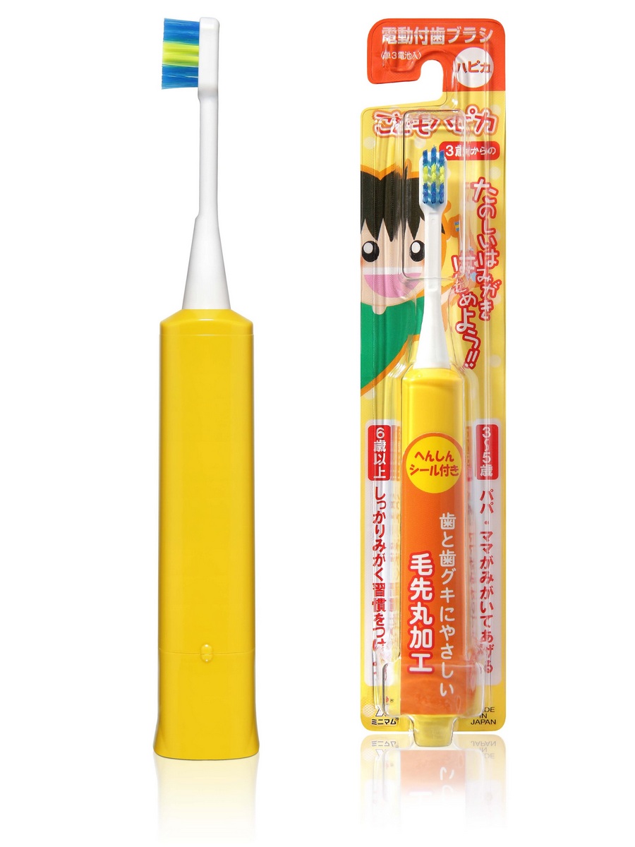 Детская электрическая звуковая зубная щётка Hapica Kids желтая DBK-1Y 3-10 лет 1 шт.