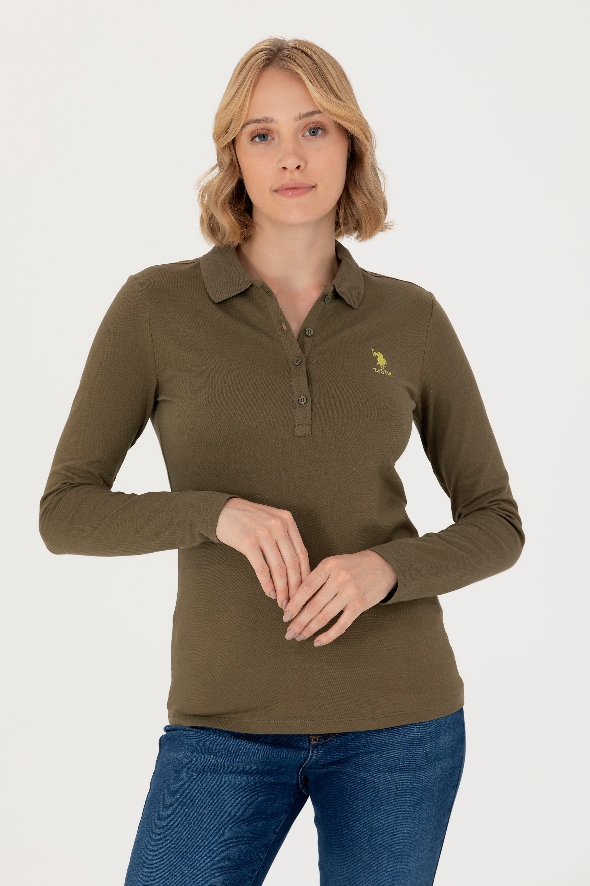 Лонгслив женский US Polo G082SZ0820TPG-SK023 зеленый S