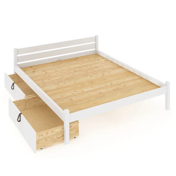 Кровать Solarius Классика сплошное основание 150х200 с 2 выкатными ящиками, цвет белый