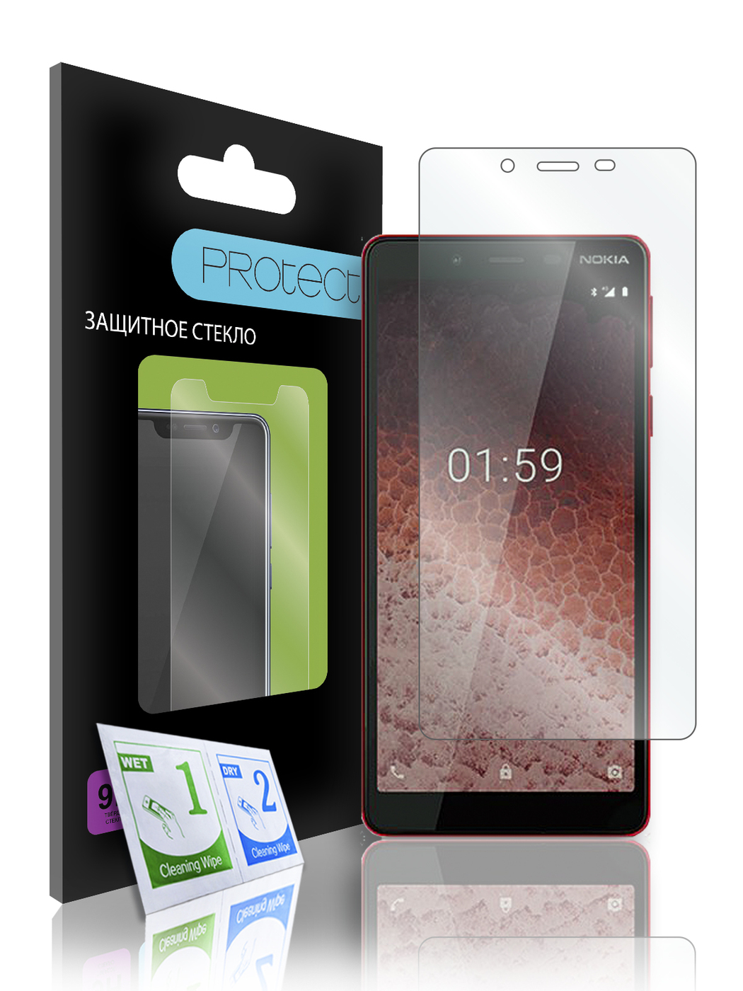 Защитное стекло PROtect для Nokia 1 Plus, На плоскую часть экрана, 32968