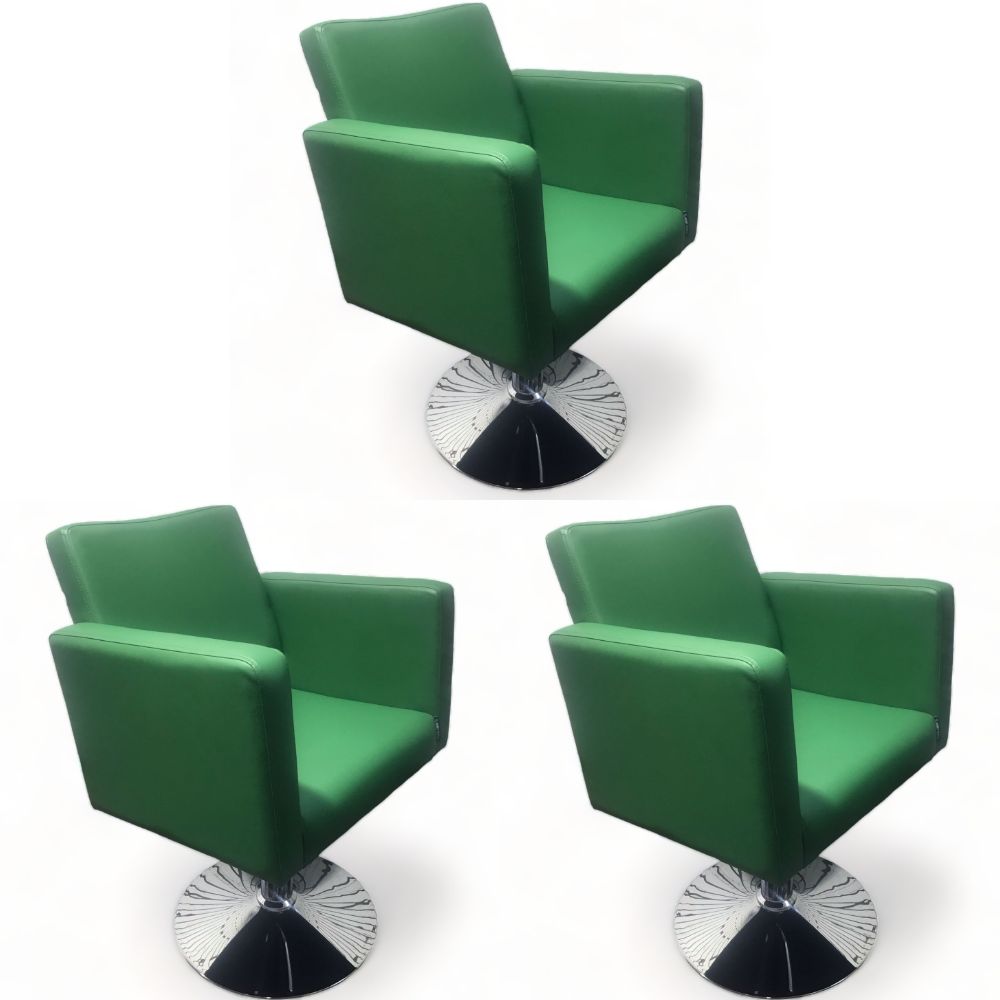 Парикмахерское кресло Мебель Бьюти Кубик, Зеленый, 3 кресла