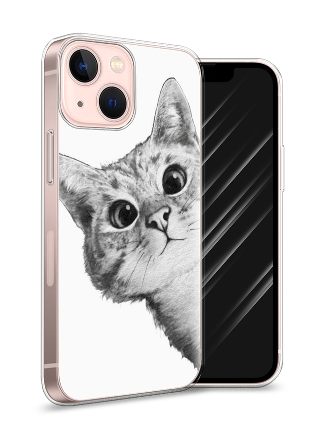 Чехол Awog на Apple iPhone 13 mini / Айфон 13 mini "Кот рисунок черно-белый"