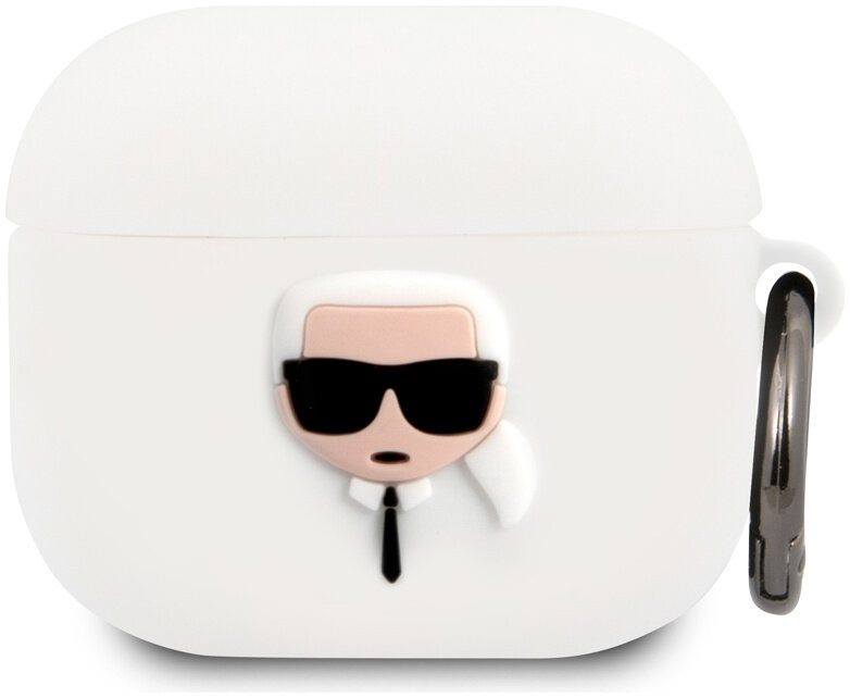 Чехол с карабином Karl Lagerfeld Silicone case Karl для AirPods 3 Белый