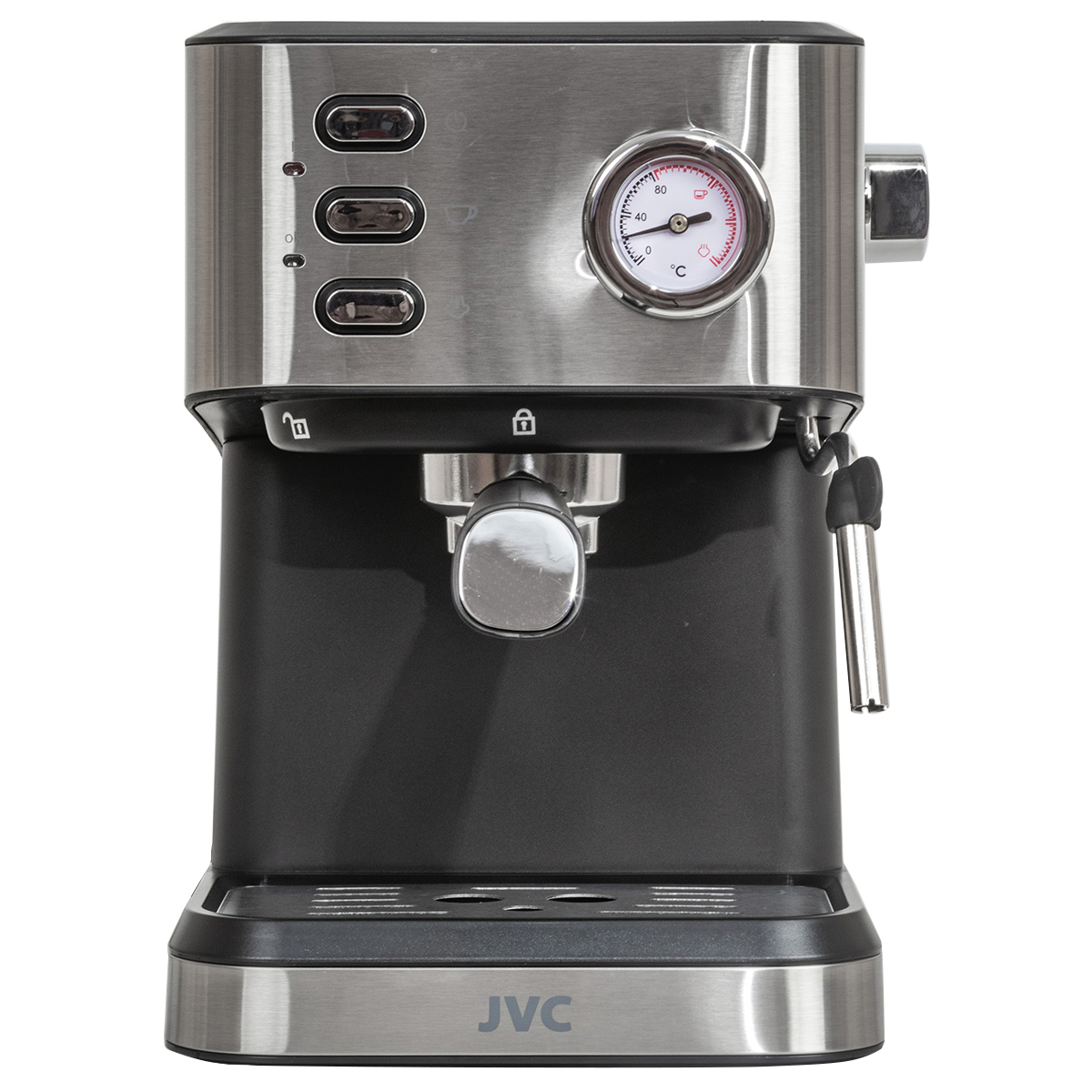 Рожковая кофеварка JVC JK-CF33 серебристый, черный