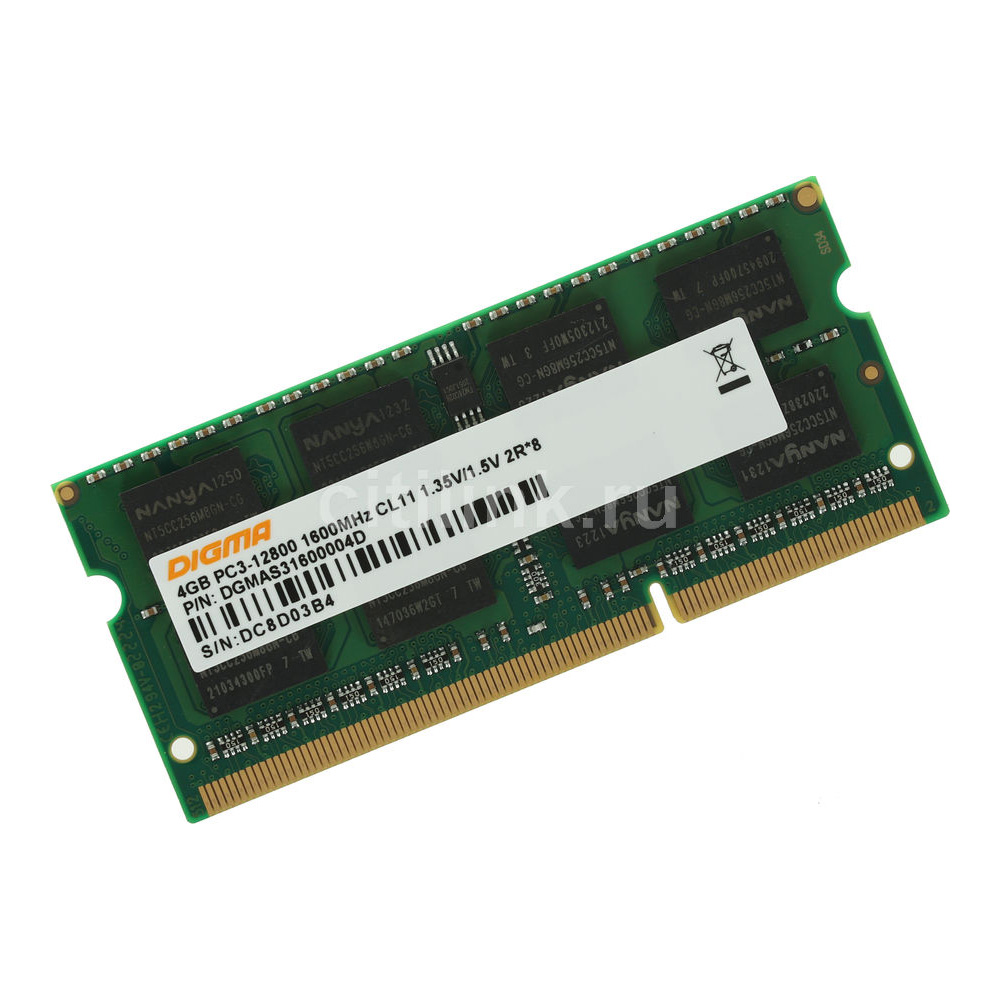 Оперативная память DIGMA DGMAS31600004D (DGMAS31600004D), DDR3 1x4Gb, 1600MHz