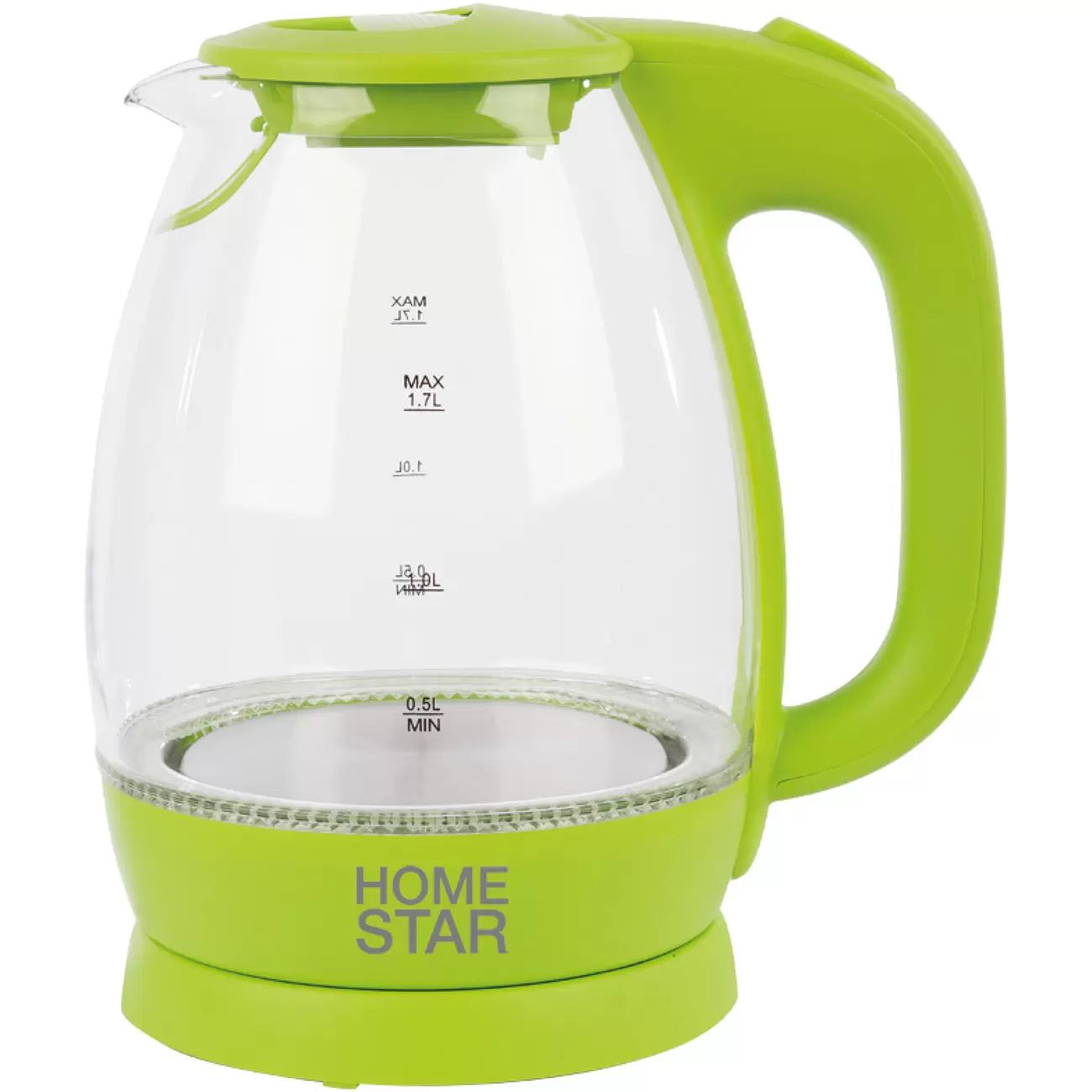 Чайник электрический HomeStar HS-1012 1.7 л зеленый, прозрачный
