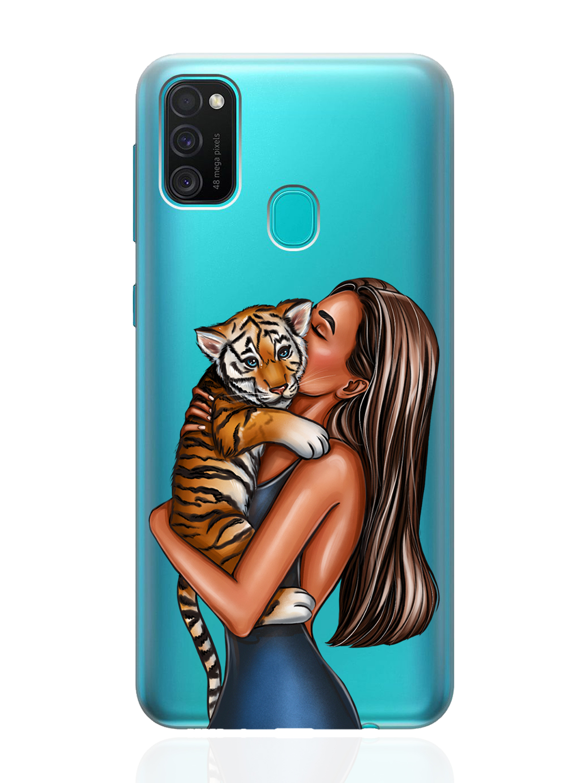 Чехол MustHaveCase для Samsung Galaxy M21 Девушка с тигренком прозрачный