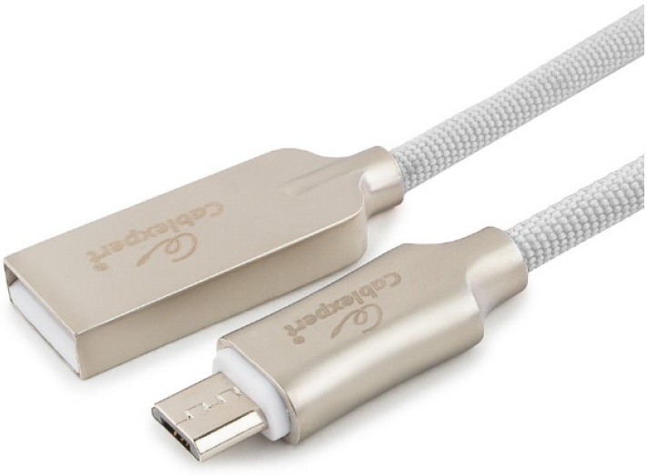 Gembird Cablexpert Кабель USB 2.0 CC-P-mUSB02W-1.8M AM microB, серия Platinum, длина 1.8м, белый, блистер
